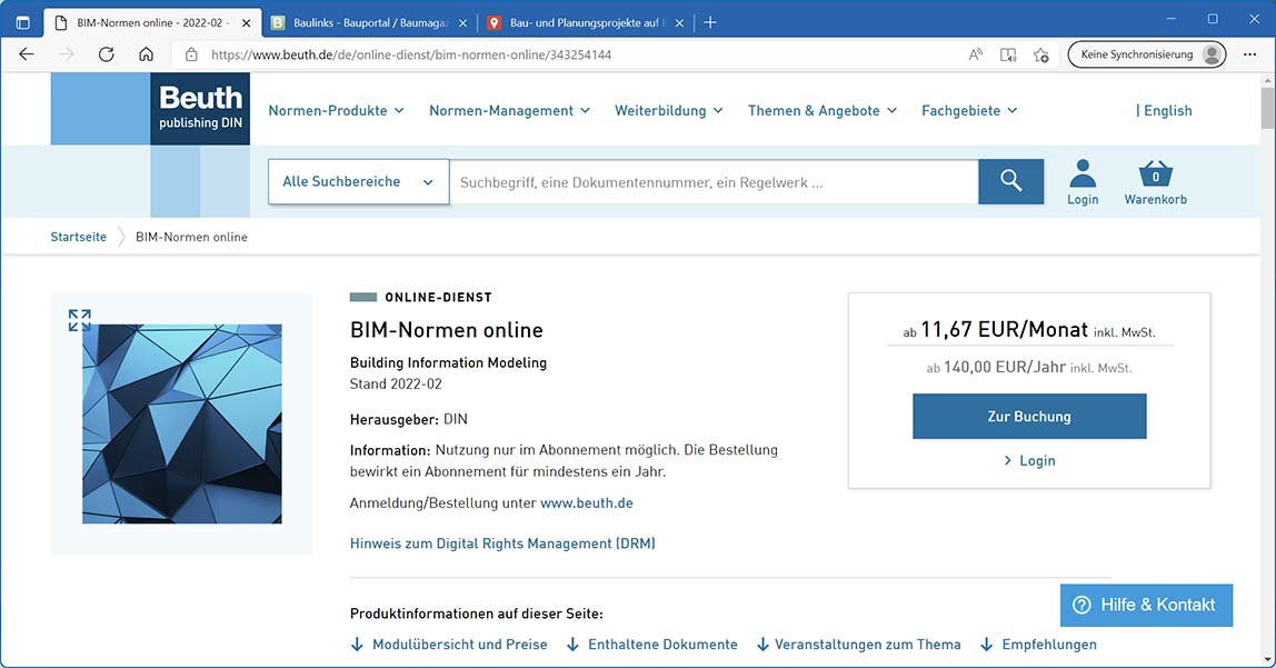Komplettsammlung „BIM-Normen online“