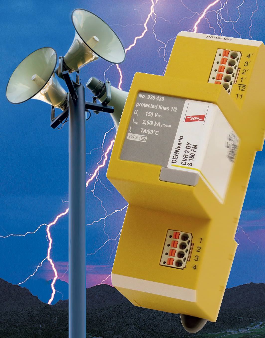 DEHNvario schützt elektroakustische Anlagen vor Blitzstrom und Überspannung