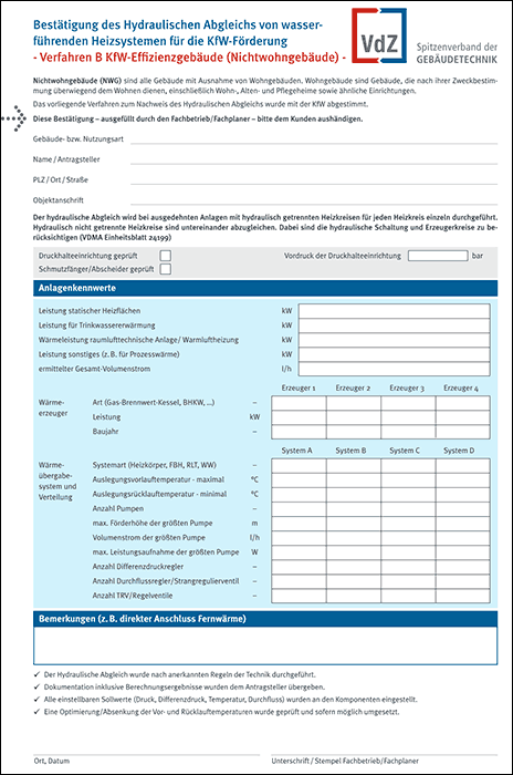 Neues VdZ-Formular zur Bestätigung des hydraulischen Abgleichs bei ...