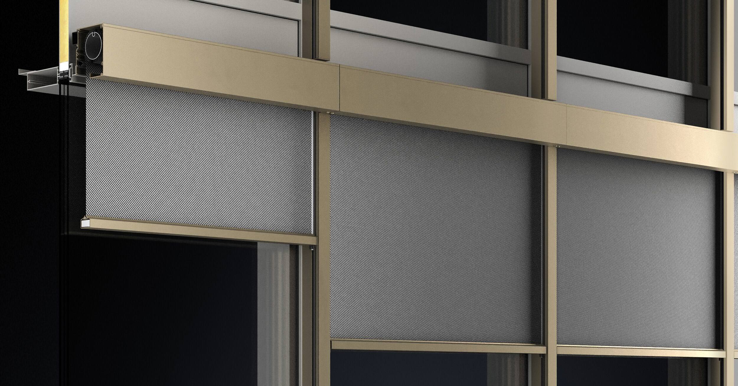 Textilscreen von Roma speziell für Pfosten-Riegel-Fassaden