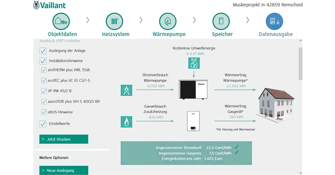 Vaillant-Tool ermöglicht schnellere Wärmepumpen- oder Hybridanlagenplanung