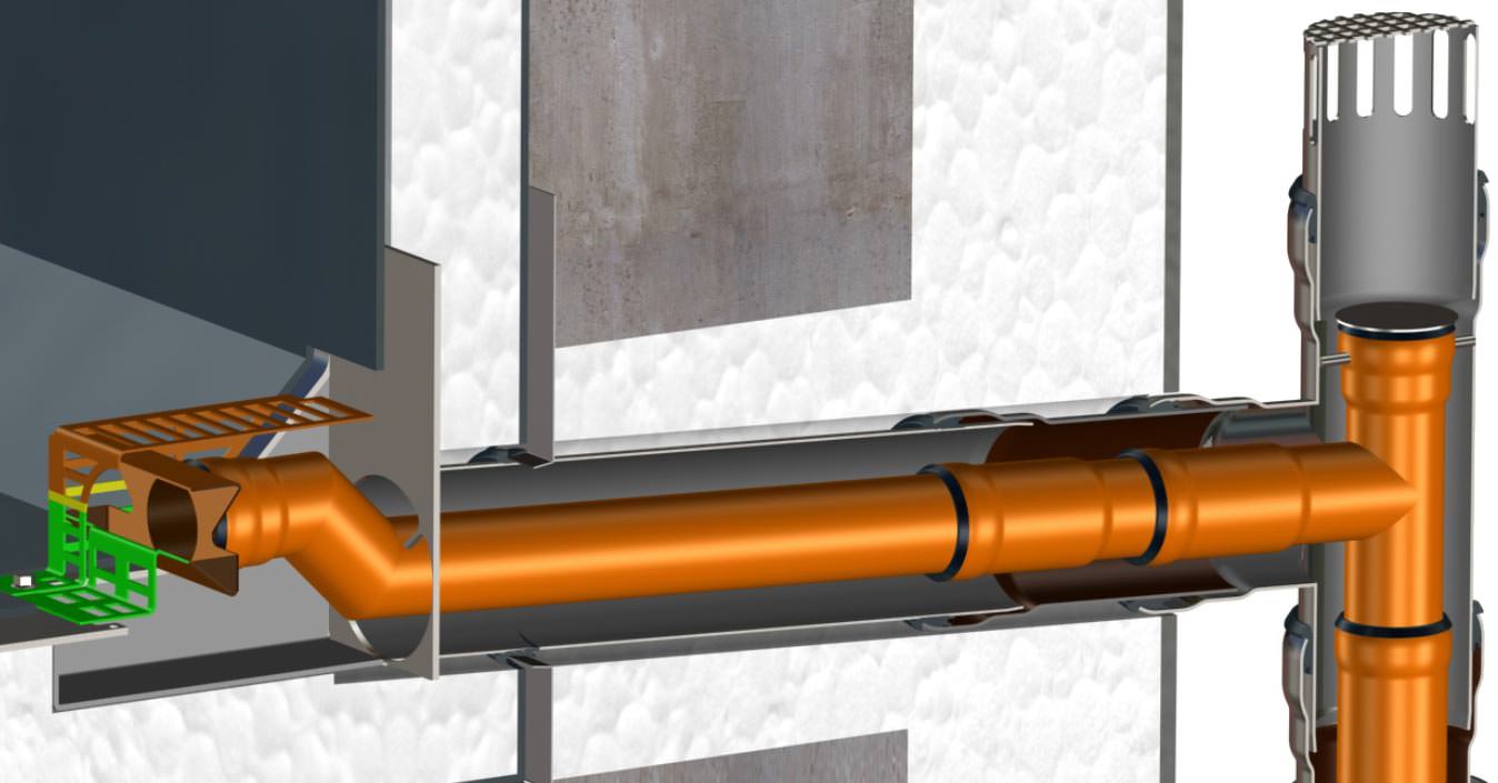 Neuer Attika-Ablauf von Loro, der Haupt- und Notentwässerung kombiniert