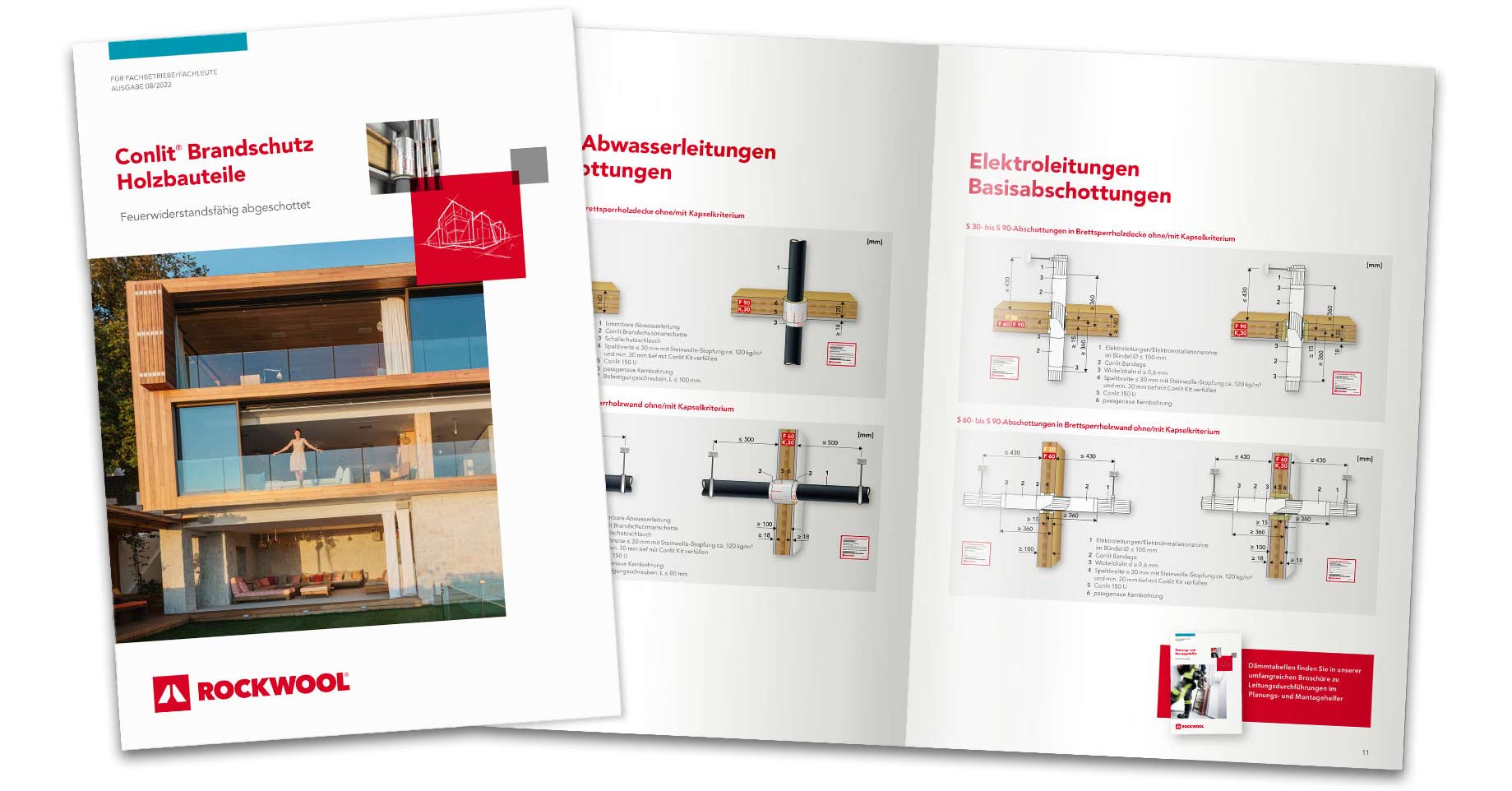 Leitungen mit Conlit (von Rockwool) sicher im Holzbau abschotten